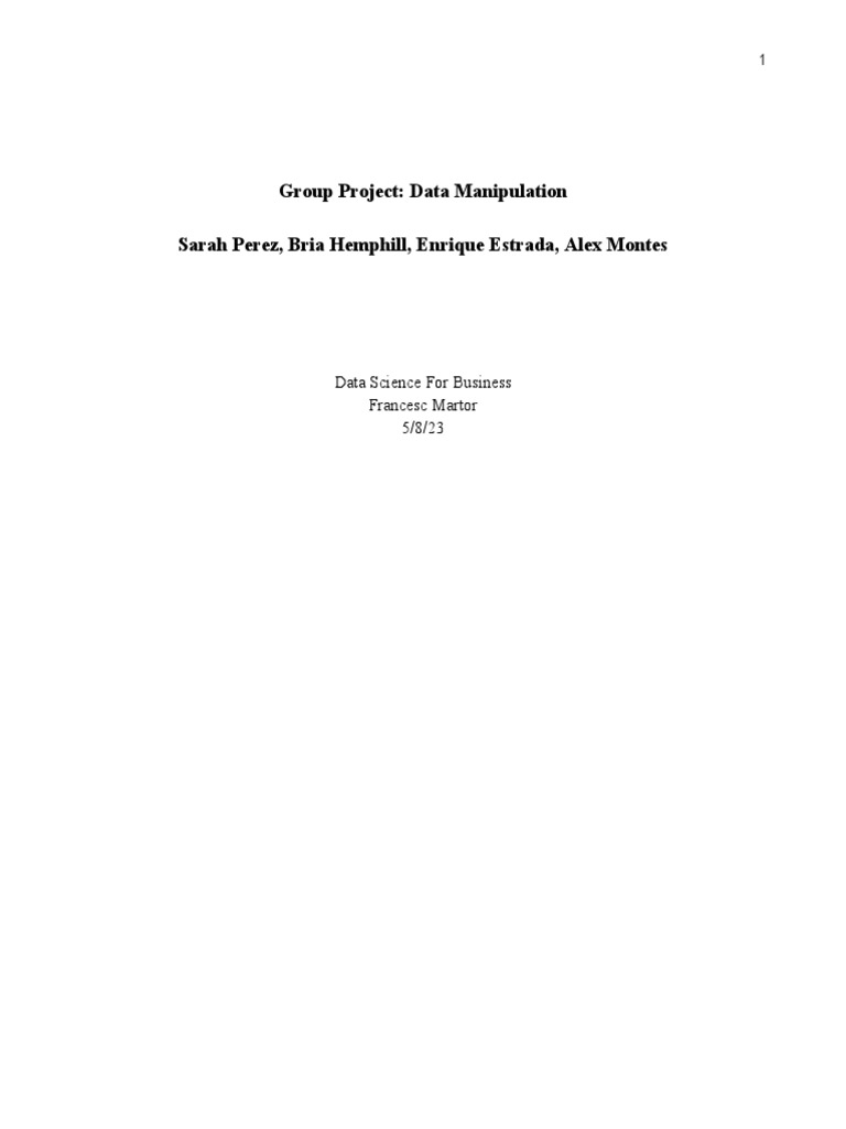 Group Project Data Manipulation | PDF