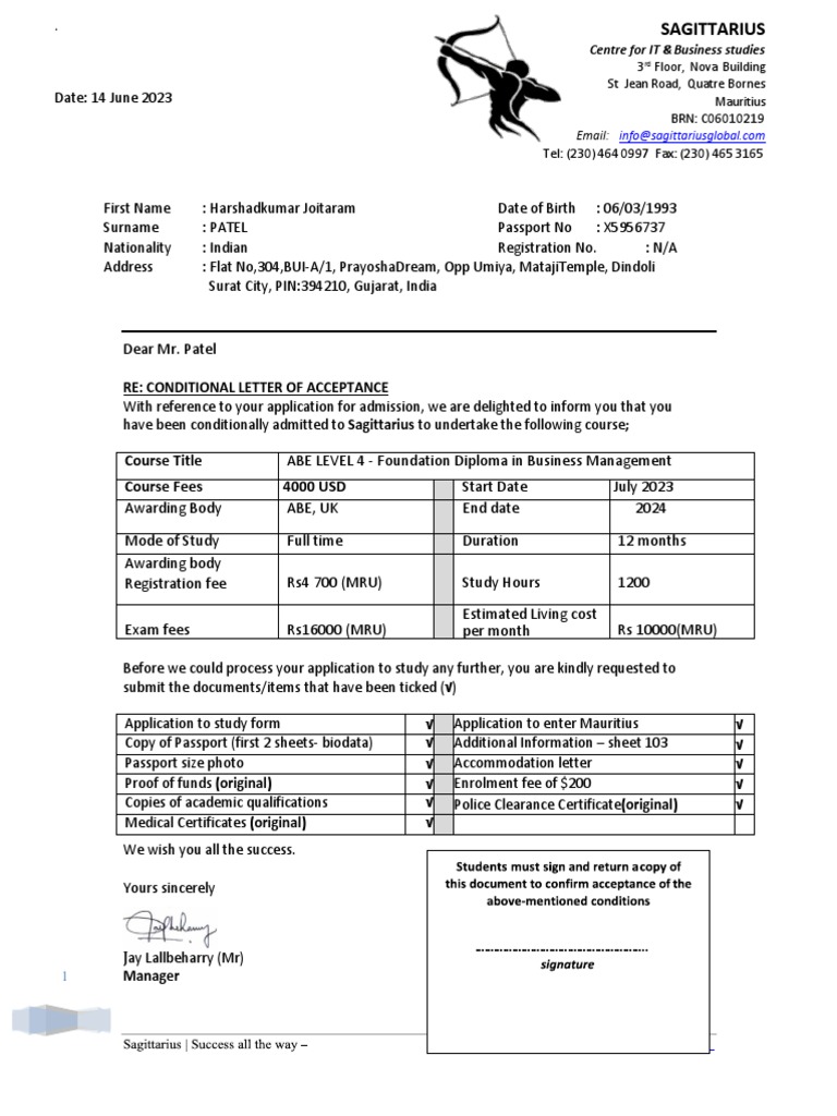 Harshadkumar Joitaram PATEL. Conditional | PDF