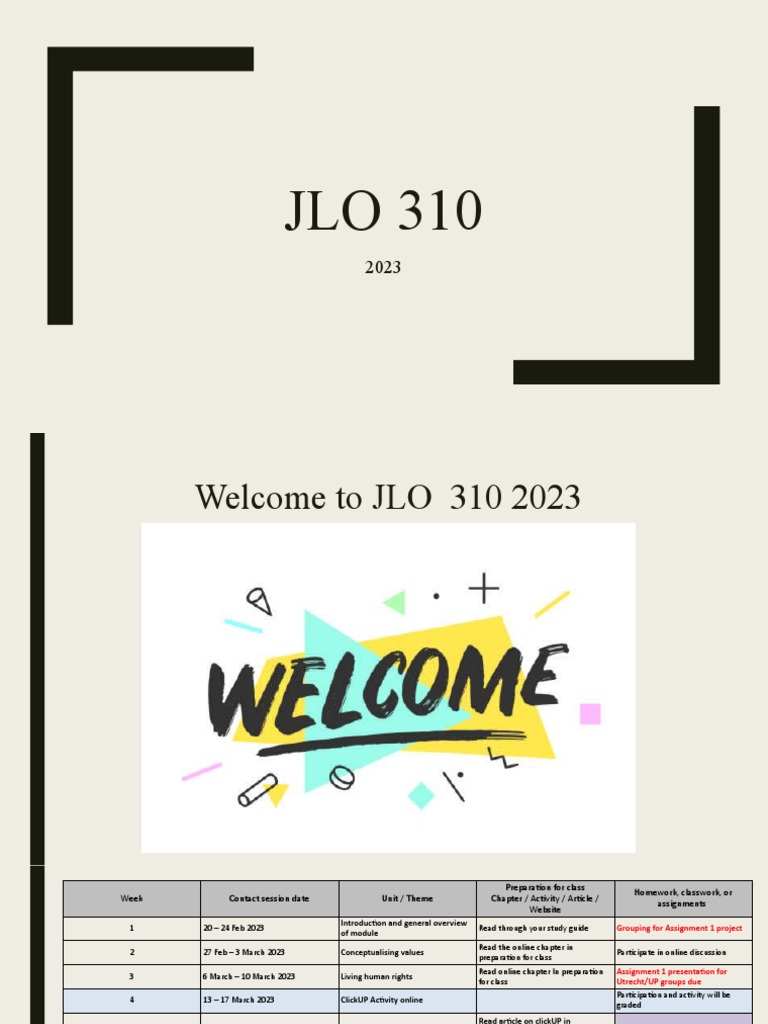 JLO 310 - Introduction Lecture 1 | PDF JLO 310 - Introduction Lecture 1 | PDF