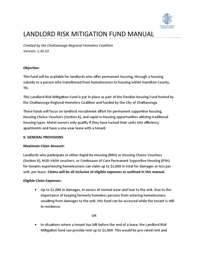 Landlord Risk Mitigation Fund Manual Version 1.30.23 | PDF
