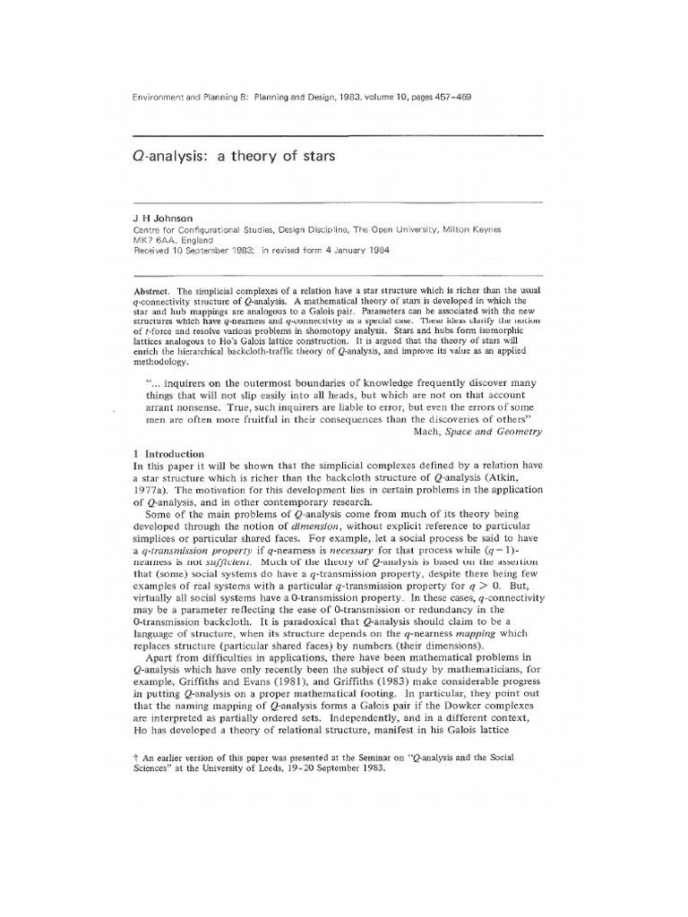 Q-analysis: a theory of stars | PDF