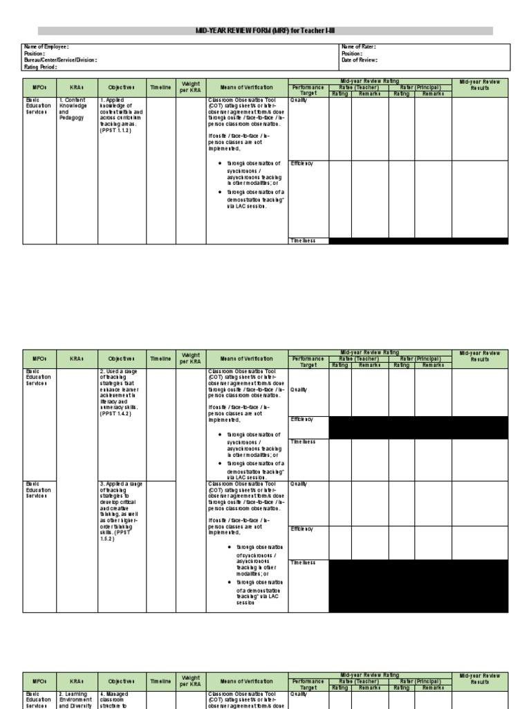 Mid Year Review Form 2023 4 | PDF