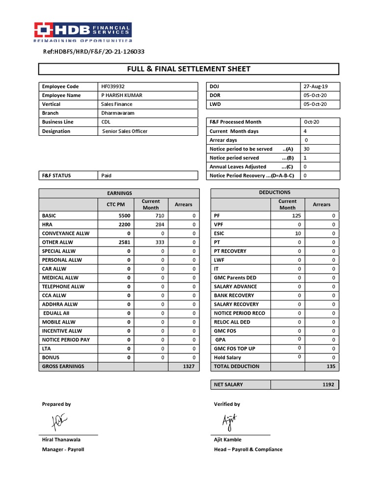 F&F Sheet | PDF
