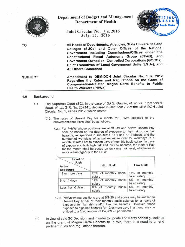 DBM - Doh Joint Circular No. 1 s.2016 | PDF