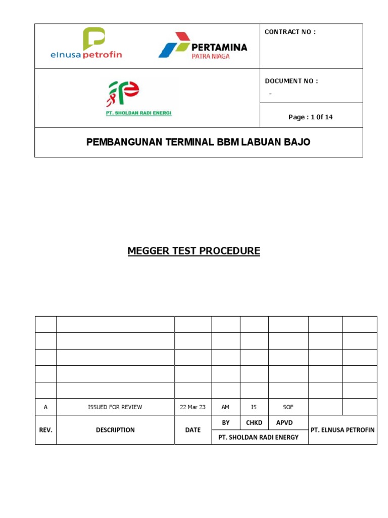Megger Test Procedure for Fuel Distribution | PDF