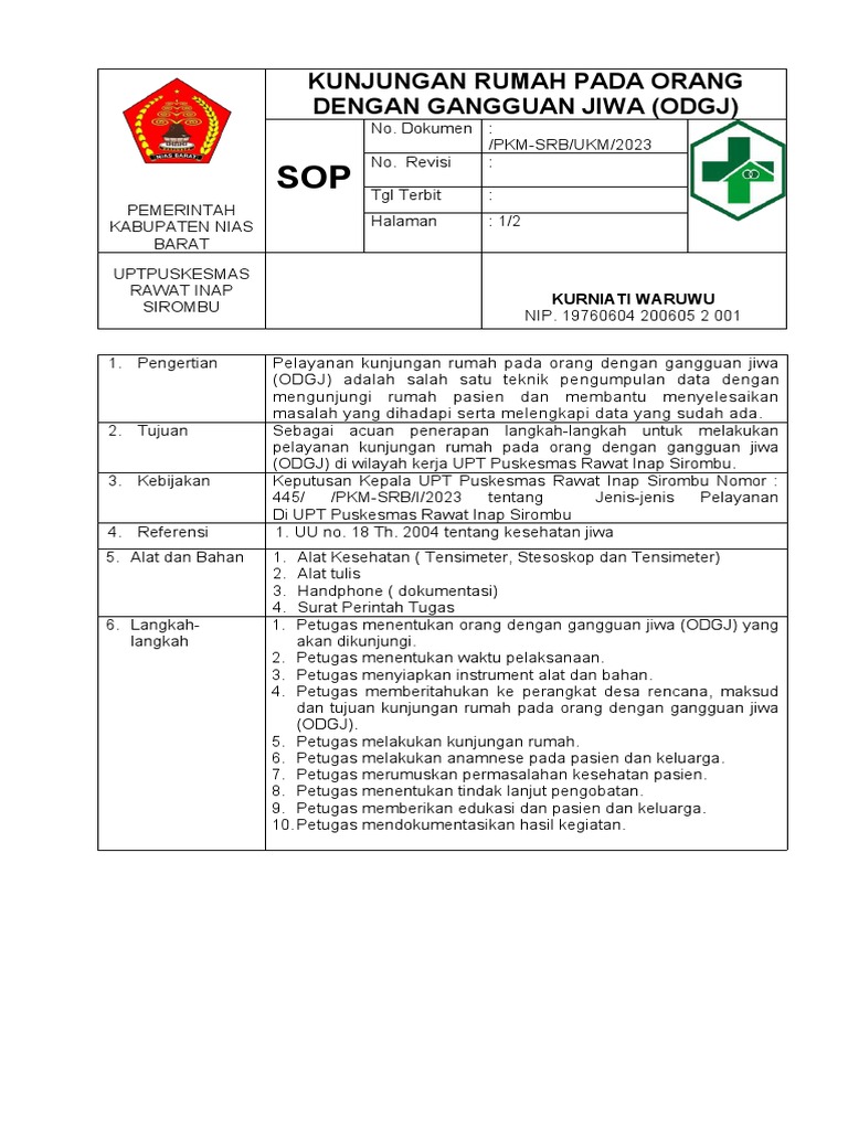 SOP Skrining Kesehatan Jiwa | PDF