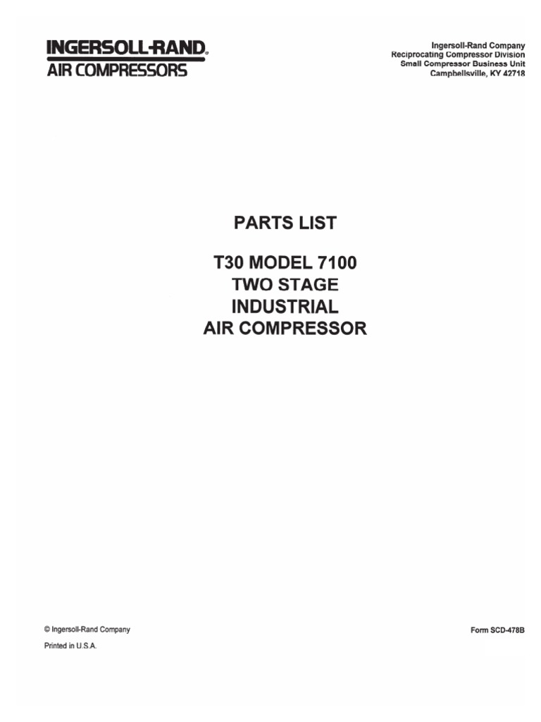 Air Compressor T30 Mod 7100 Part List - EN | PDF