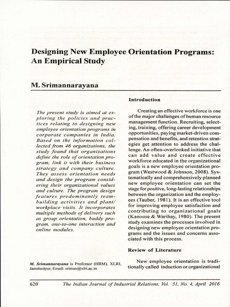 Designing New Orientation Programmes Srimannarayanna | PDF