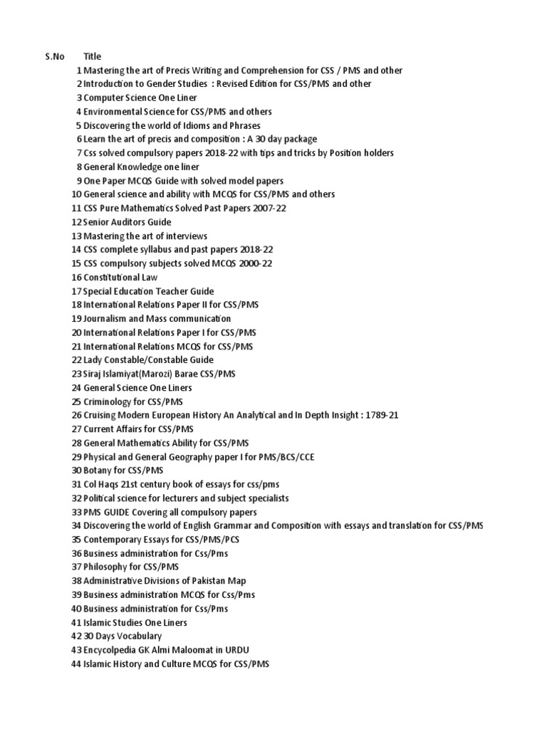 CSS Books LIST | PDF