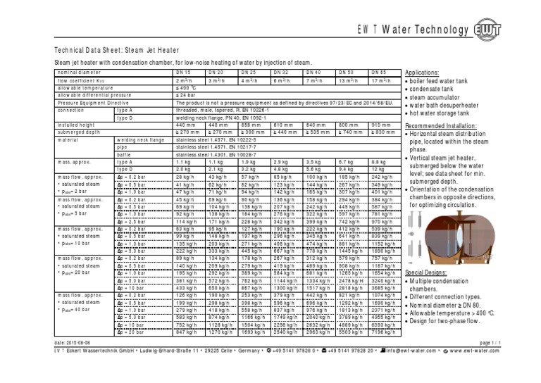 data-sheet-steam-jet-heater | PDF