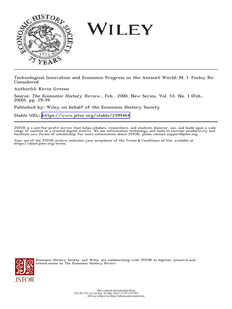 TECHNOLOGICAL INNOVATION AND ECONOMIC PROGRESS IN THE ANCIENT WORLD ...