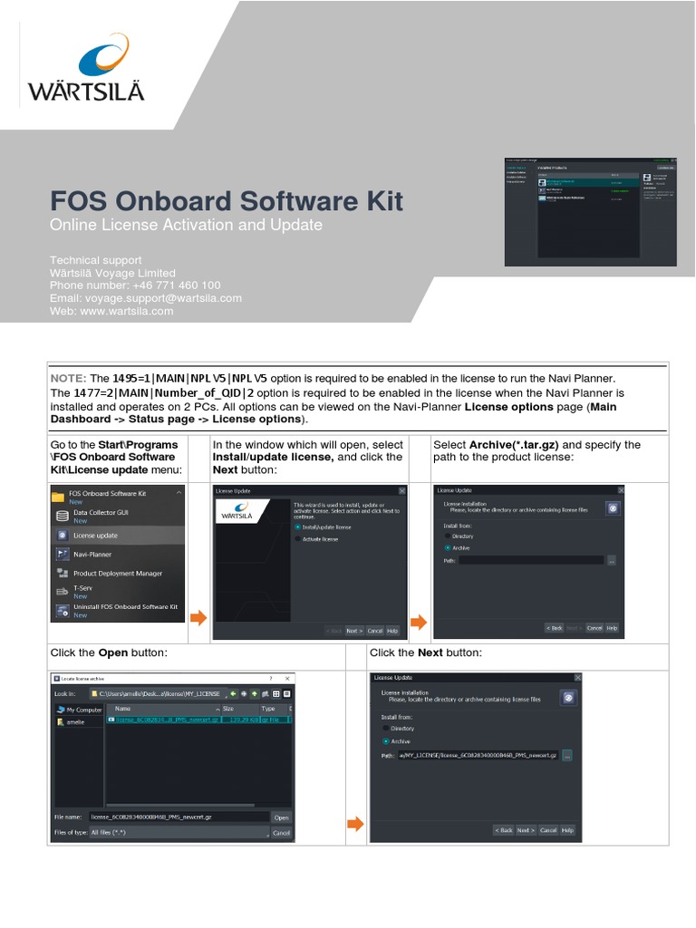 FOS Onboard Software Kit 5.06 Online License Activation and Update | PDF