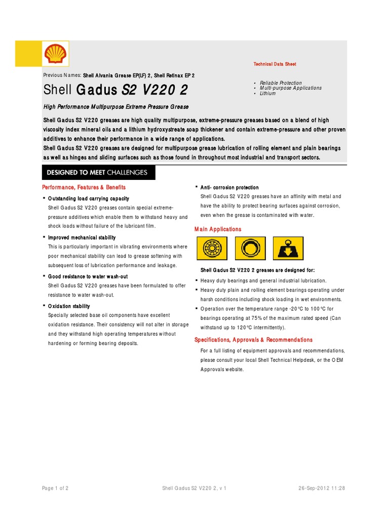 TDS Shell Gadus S2 V220 2 | PDF