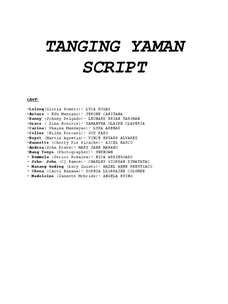 Tanging Yaman Script | PDF