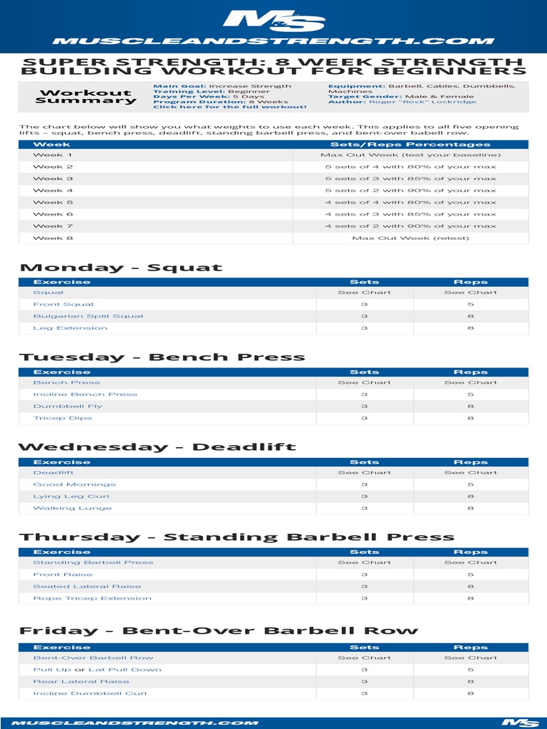 Superstrength 8 Weekstrengthbuildingworkout | PDF