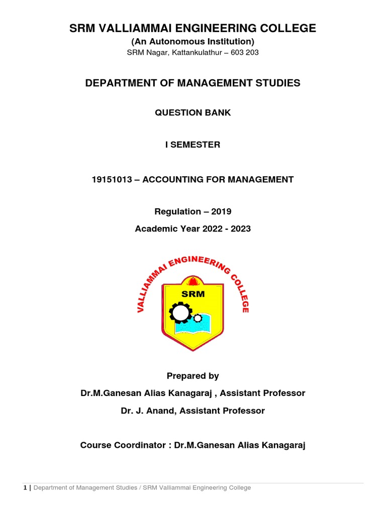 Accounting For Management | PDF