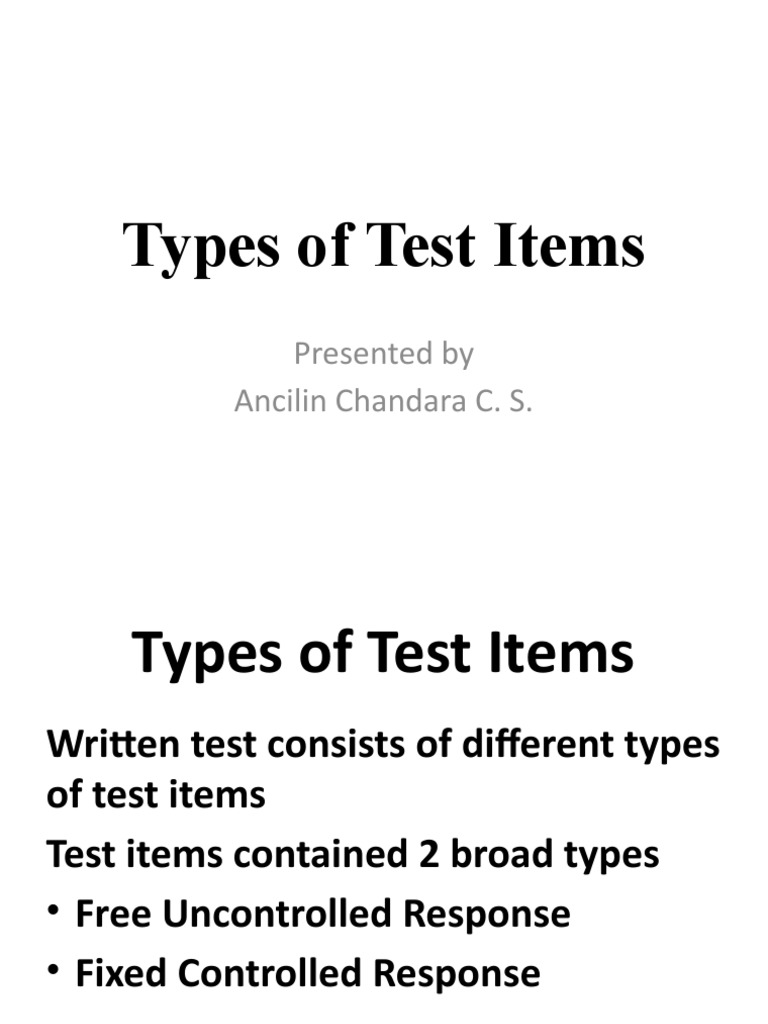 Types and Construction of Test Items | PDF