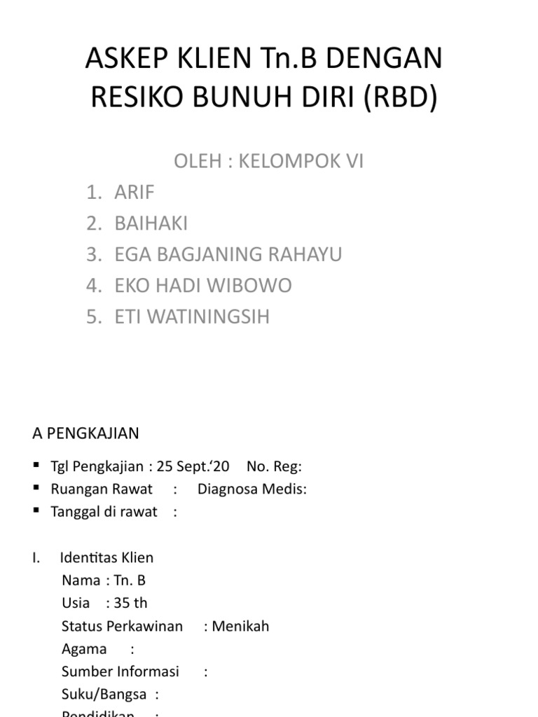 Askep Klien Tn. B Dengan RBD | PDF