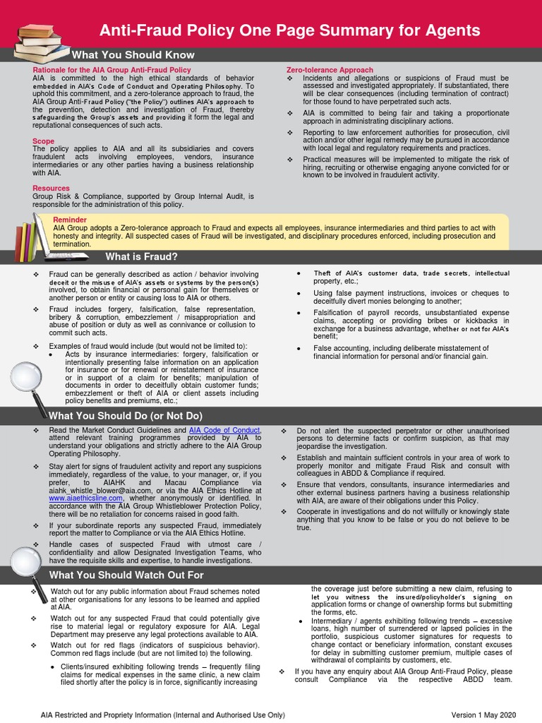 AIA Group Anti-Fraud Policy (V1 1 - 20131127) | PDF