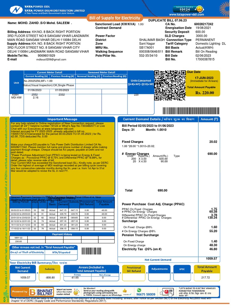 Bill | PDF | Payments | Cheque