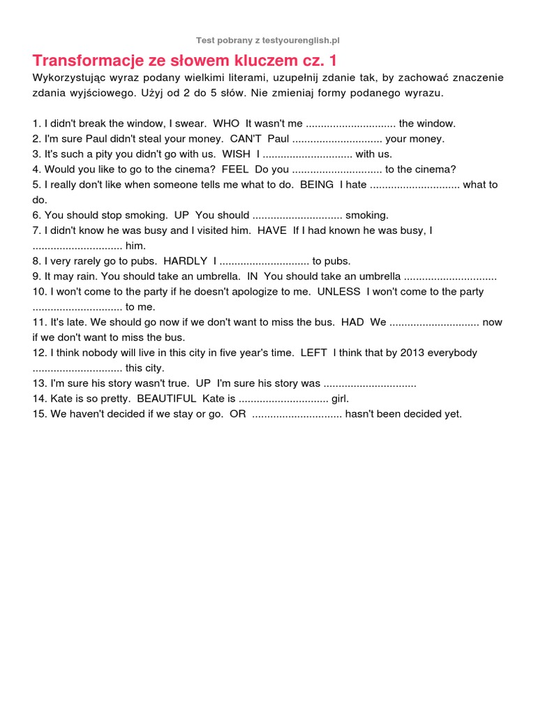 Transformacje Ze Słowem Kluczem | PDF