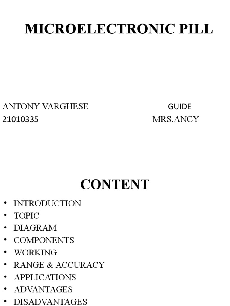 Microelectronic Pill: A Comprehensive Guide | PDF