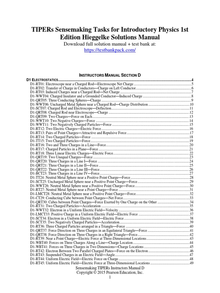 TIPERs Sensemaking Tasks For Introductory Physics 1st Edition Hieggelke ...