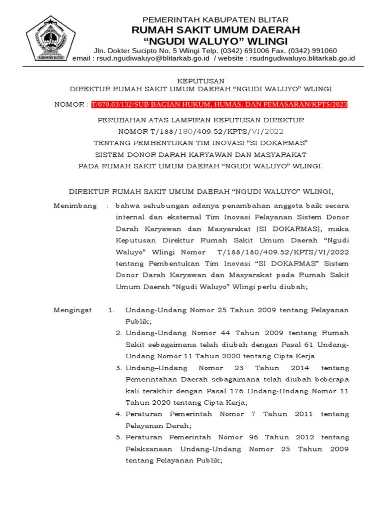 Perubahan Atas Lampiran SK Si Dokarmas | PDF