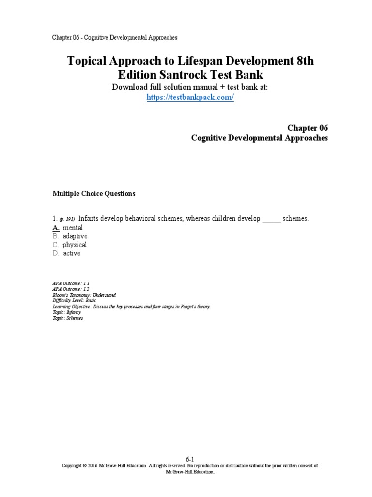 Topical Approach To Lifespan Development 8th Edition Santrock Test Bank ...