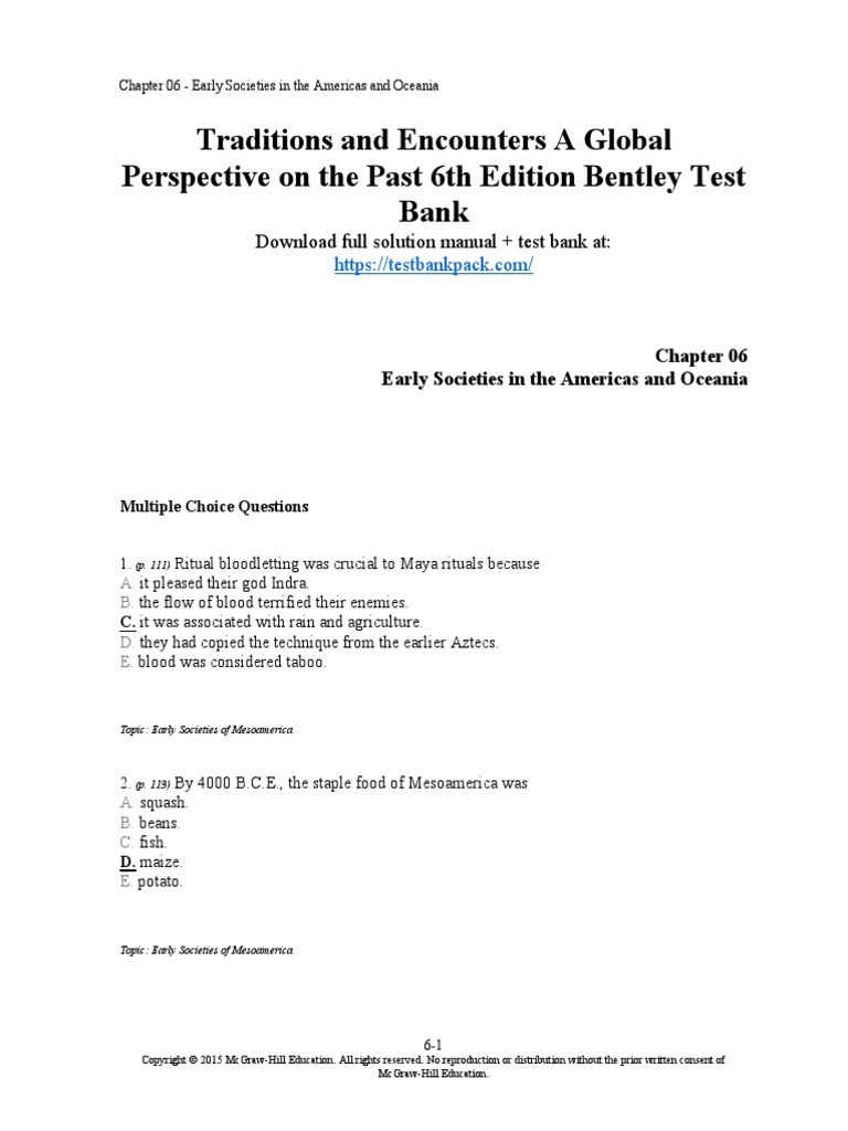 Traditions and Encounters A Global Perspective On The Past 6th Edition ...