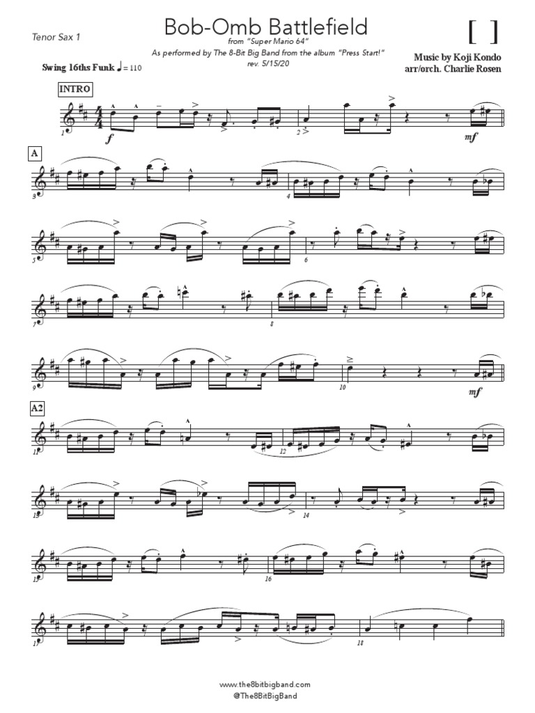 Bob-Omb Battlefield 8BBB - Tenor Sax 1 | PDF
