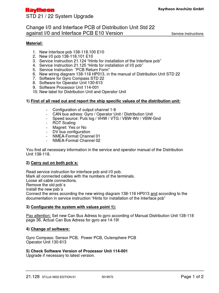 Service Instructions 21128 STD21 STD22 System Upgrade | PDF