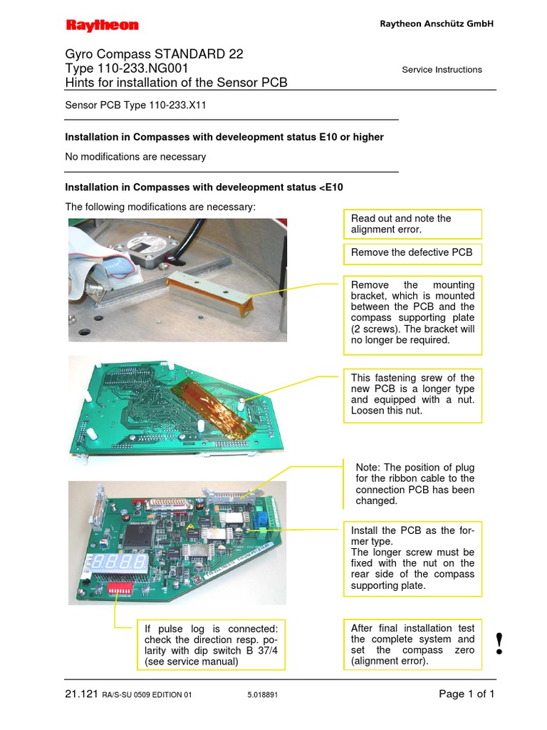 Service Instructions 21121 STD22 Sensor PCB | PDF