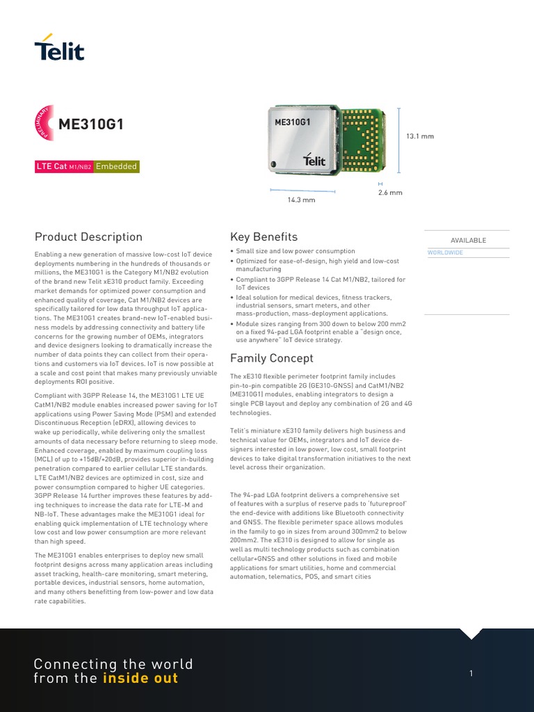 Telit Me310g1 Datasheet | Download Free PDF | Internet Of Things ...