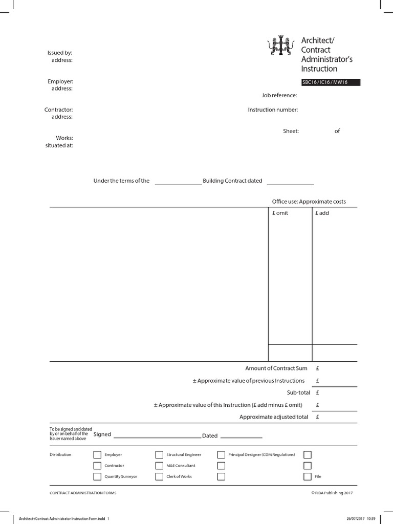 Architect Contract Instruction Template | PDF