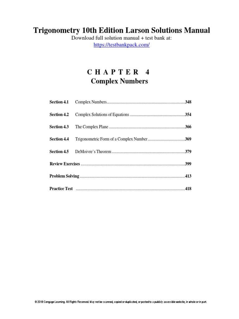 Trigonometry Complex Numbers Solutions | PDF