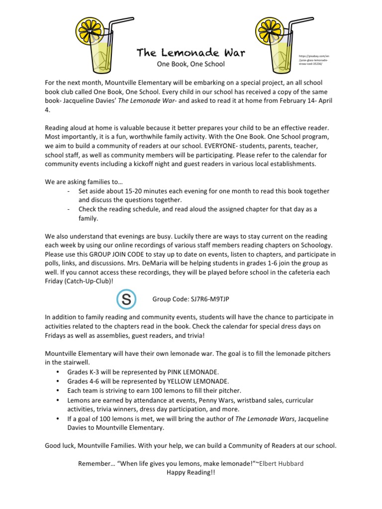 Lemonade War Family Packet | PDF