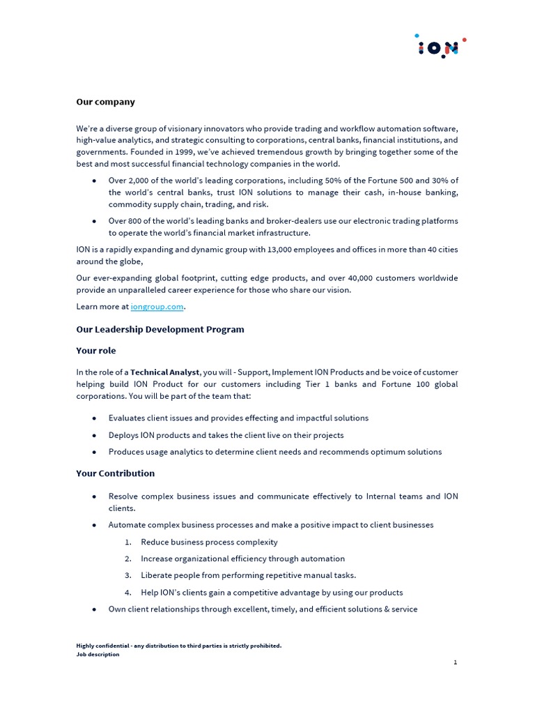 ION Group Client Services Job Description 2024 | PDF