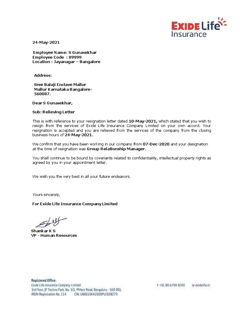 8999 - Relieving-Letter 1 | PDF