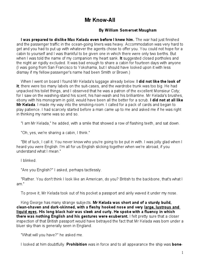 Mr Know-All-SOMERSET MAUGHAM | PDF