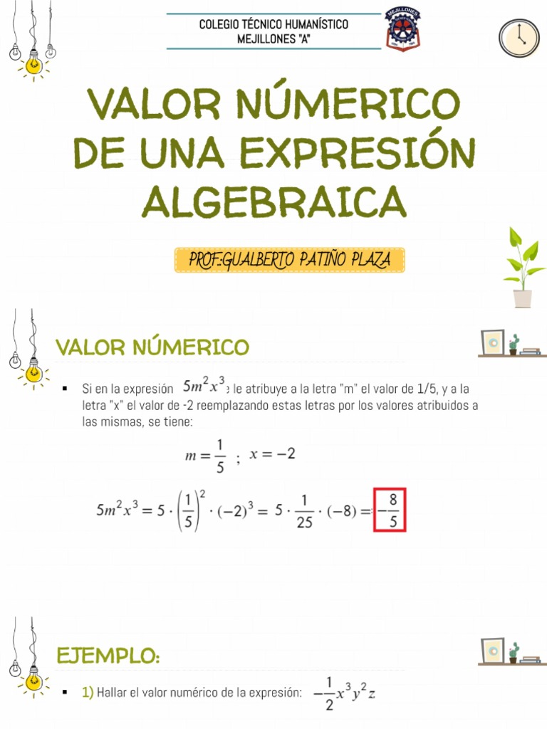 Valor Numerico de Expresiones Algebraicas | PDF