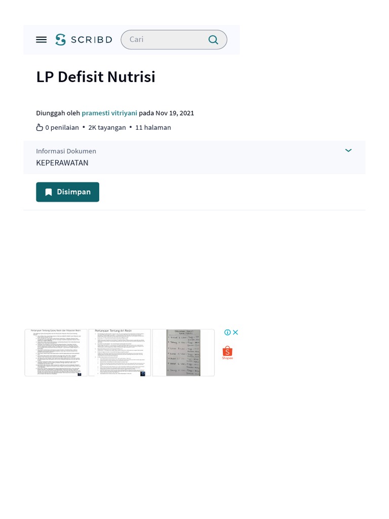 LP Defisit Nutrisi - PDF | PDF | Ilmu Sosial | Sains & Matematika