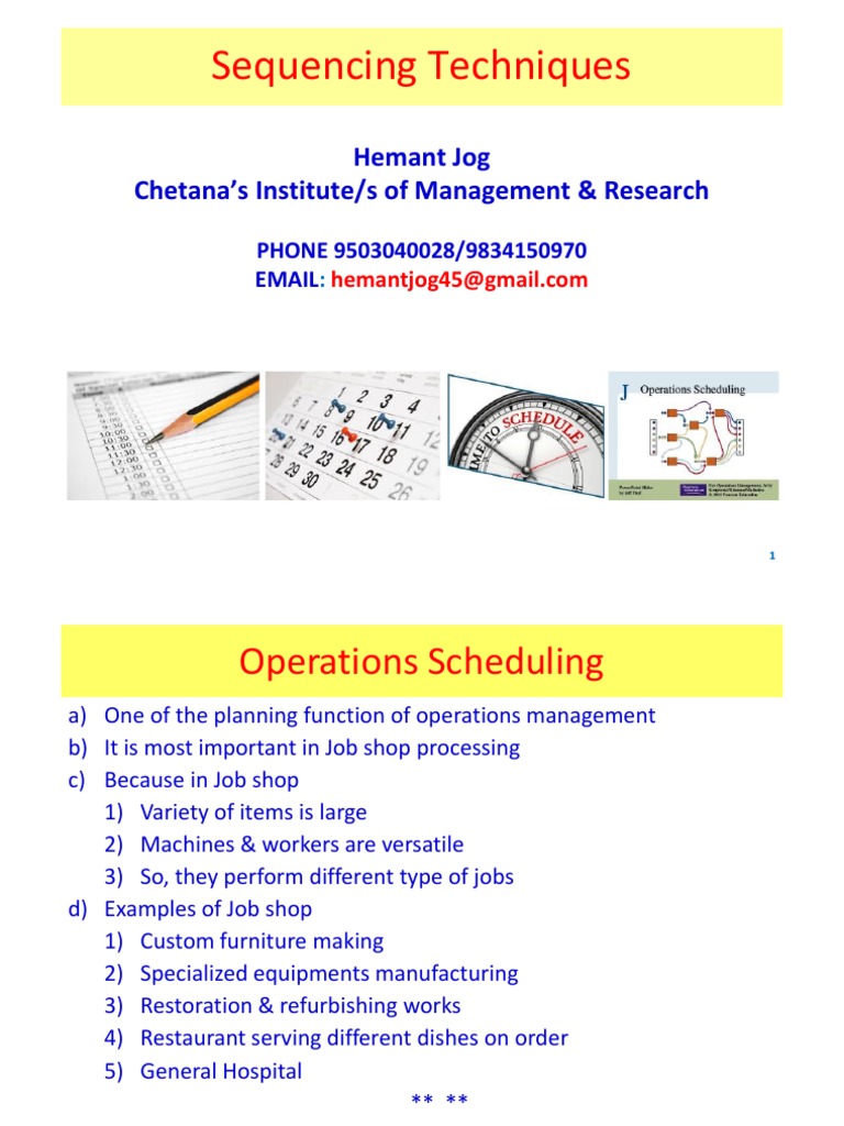 Sequencing Notes | PDF | Scheduling (Computing) | Operations Management
