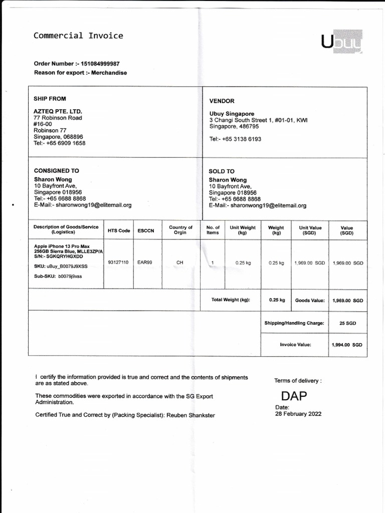 Commerical Invoice | PDF | Business Documents | Accounting