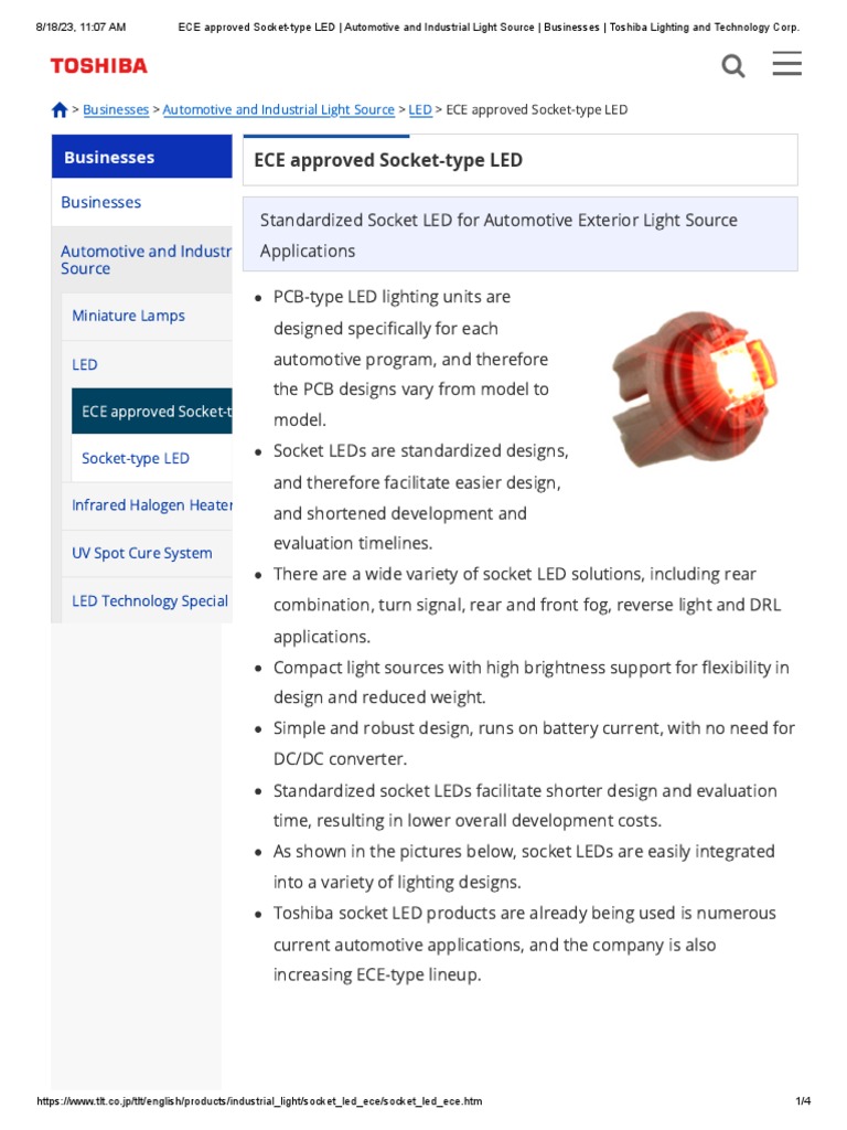 ECE Approved Socket-Type LED - Automotive and Industrial Light Source ...