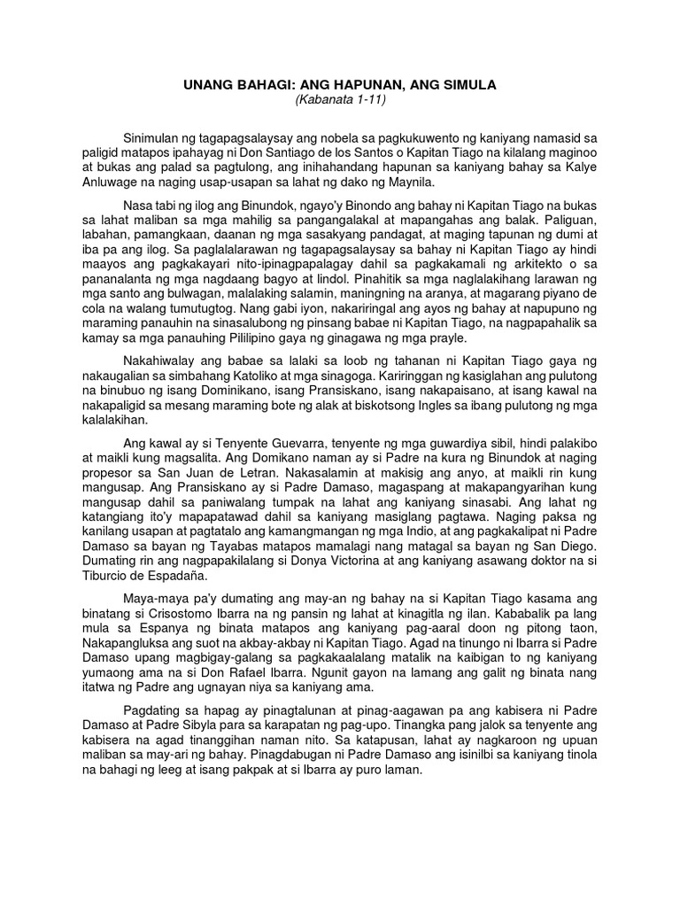 Pagbasa Unang Bahagi Ang Hapunan Ang Simula | PDF