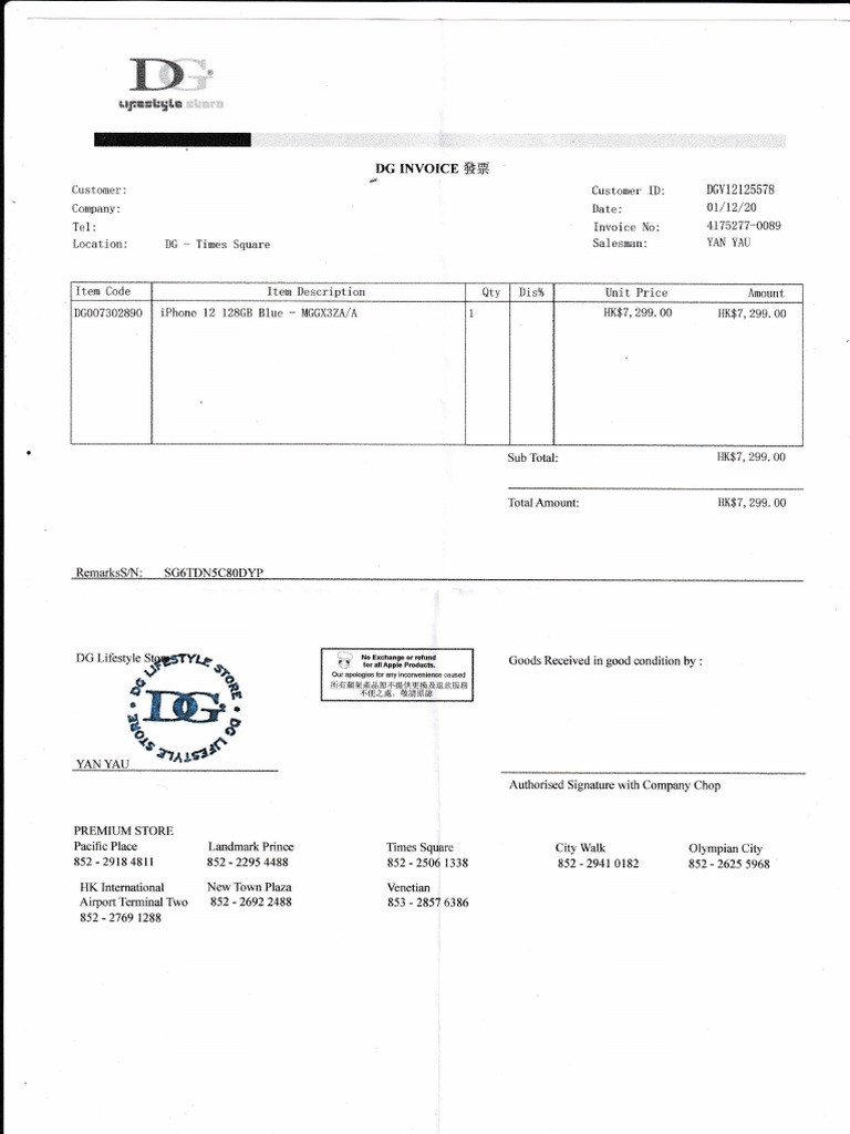 DG INVOICE 發票 | PDF