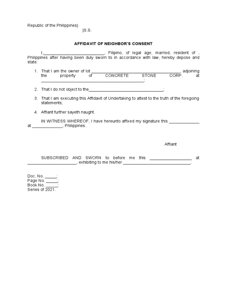 Affidavit of Neighbor's Consent | PDF