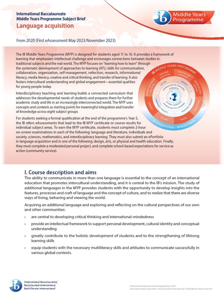 Myp Brief Language Acquisition | PDF | Educational Assessment ...