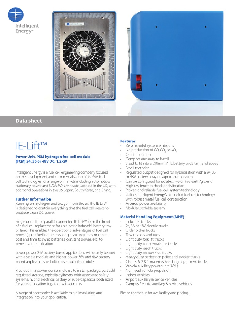 IE-Lift MHE Preliminary New wmlUvMk | PDF | Fuel Cell | Electric Power